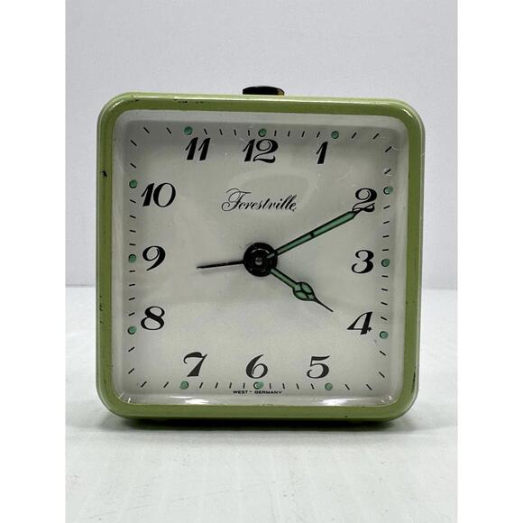 Wall Decor | Vintage Forestville Metal Mint Green Alarm Clock Retro ...
